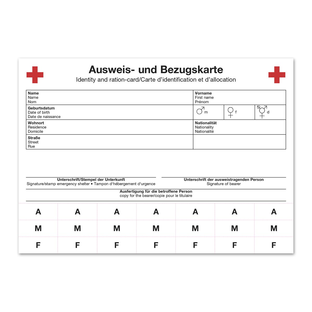 Ausweis- & Bezugskarte DRK – VE 100 Stück, DIN A6